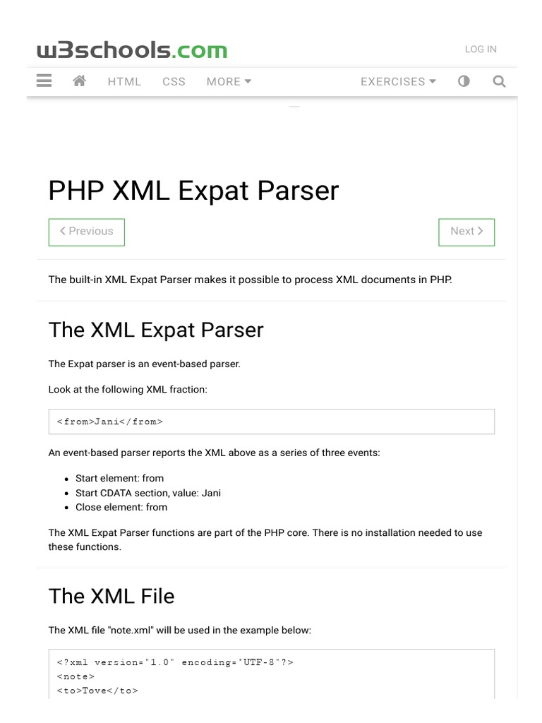 Php Xml Expat Parser Pdf Xml Parsing