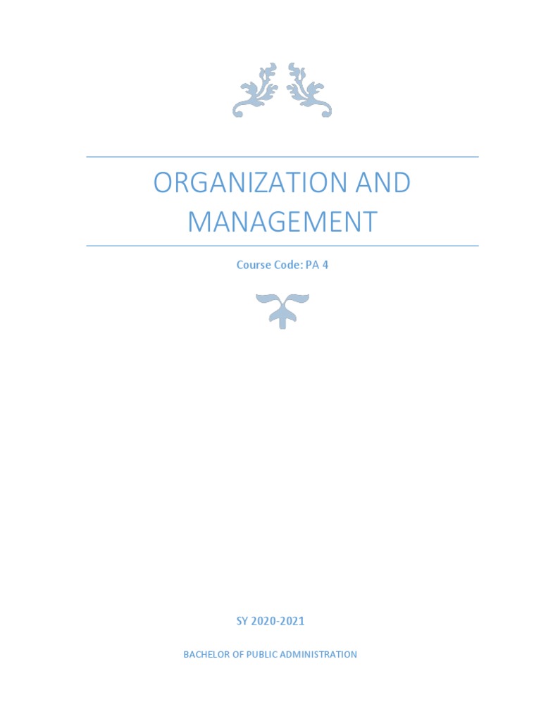 Organization and Management Overview | PDF | Organizational Behavior ...