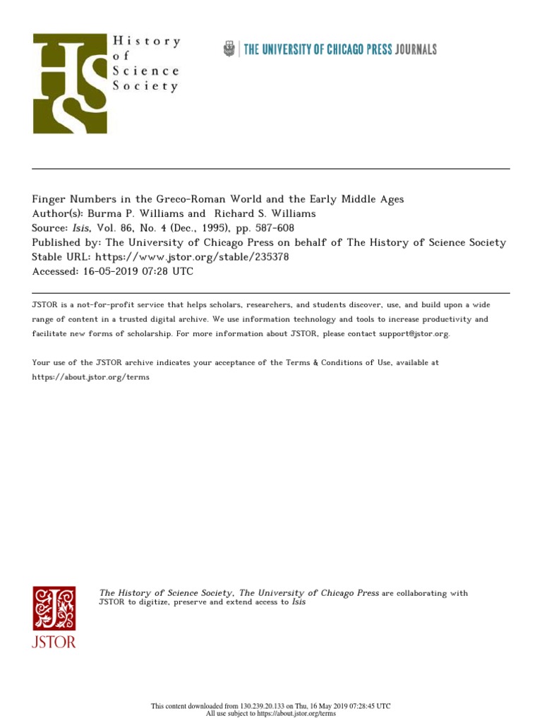 Finger Numbers in The Greco-Roman World and The Early Middle Ages | PDF ...