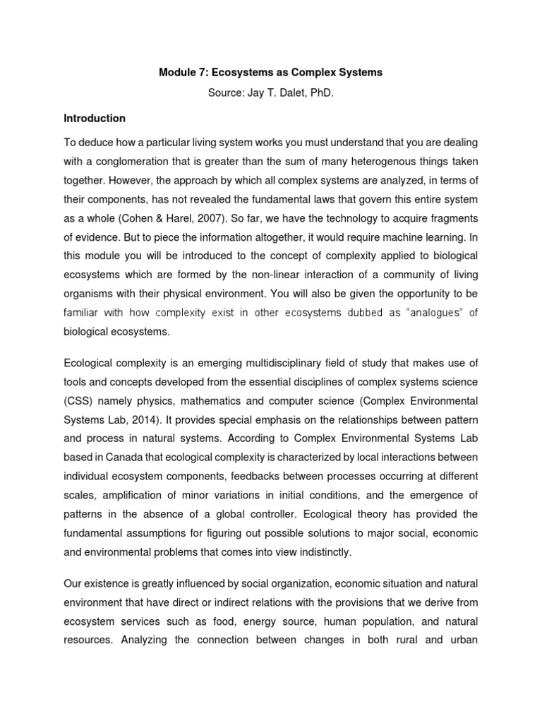 Module 7 Guide | PDF | Ecology | System