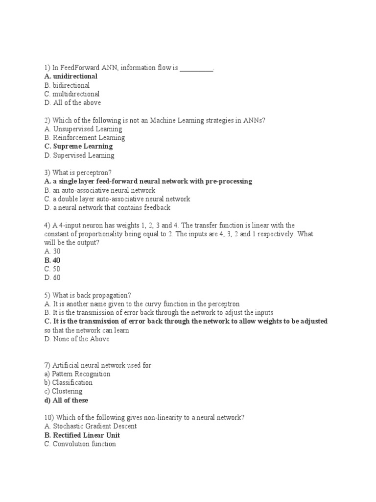ANN Quiz | PDF | Artificial Neural Network | Computational Science