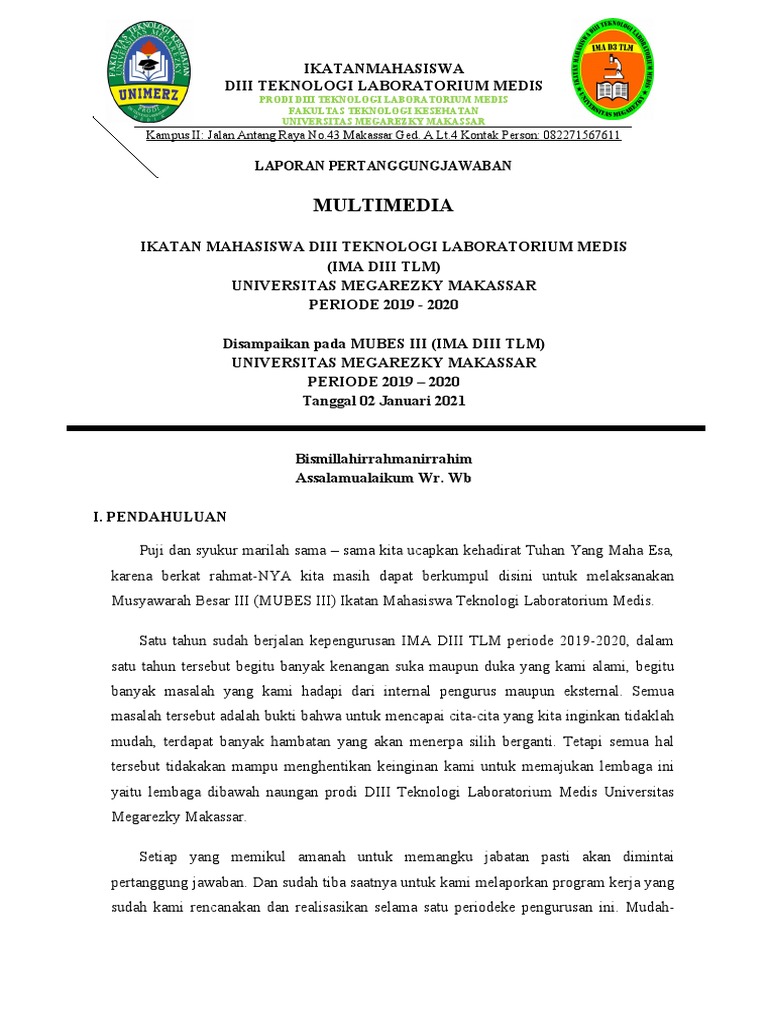 LPJ Multimedia IMA DIII TLM Periode 2019-2020 | PDF | Seni