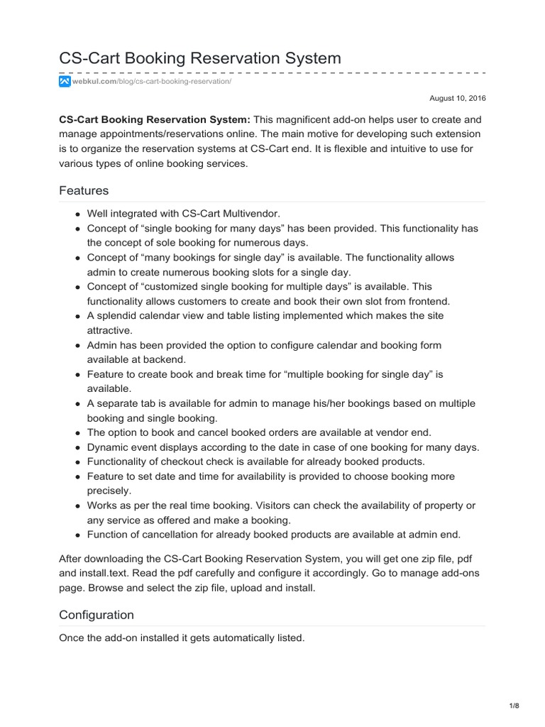 Cs-Cart Booking Reservation System 1 | PDF | Business | Finance & Money ...
