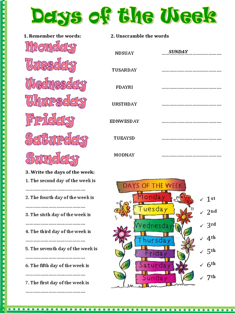 Remember The Words: 2. Unscramble The Words: Sunday | PDF