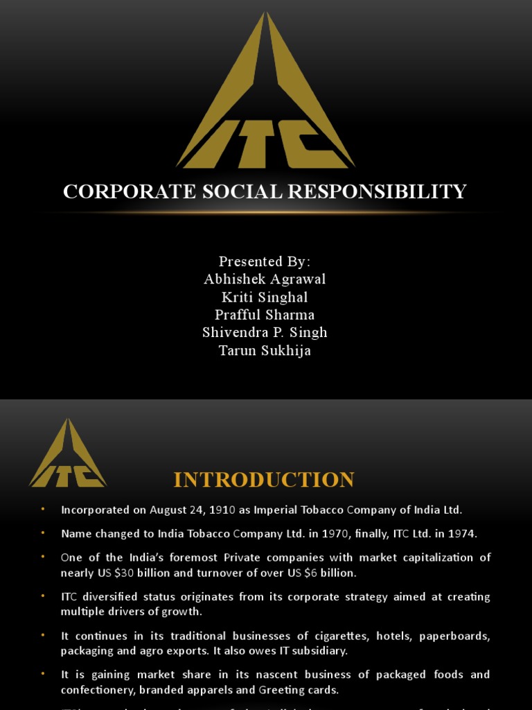 CSR - ITC Final | PDF | Corporate Social Responsibility | Economies
