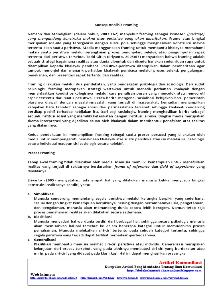 Konsep Analisis Framing | PDF