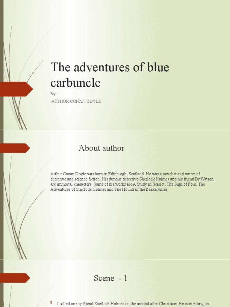 The Adventures of Blue Carbuncle | PDF | Sherlock Holmes | Arthur Conan ...