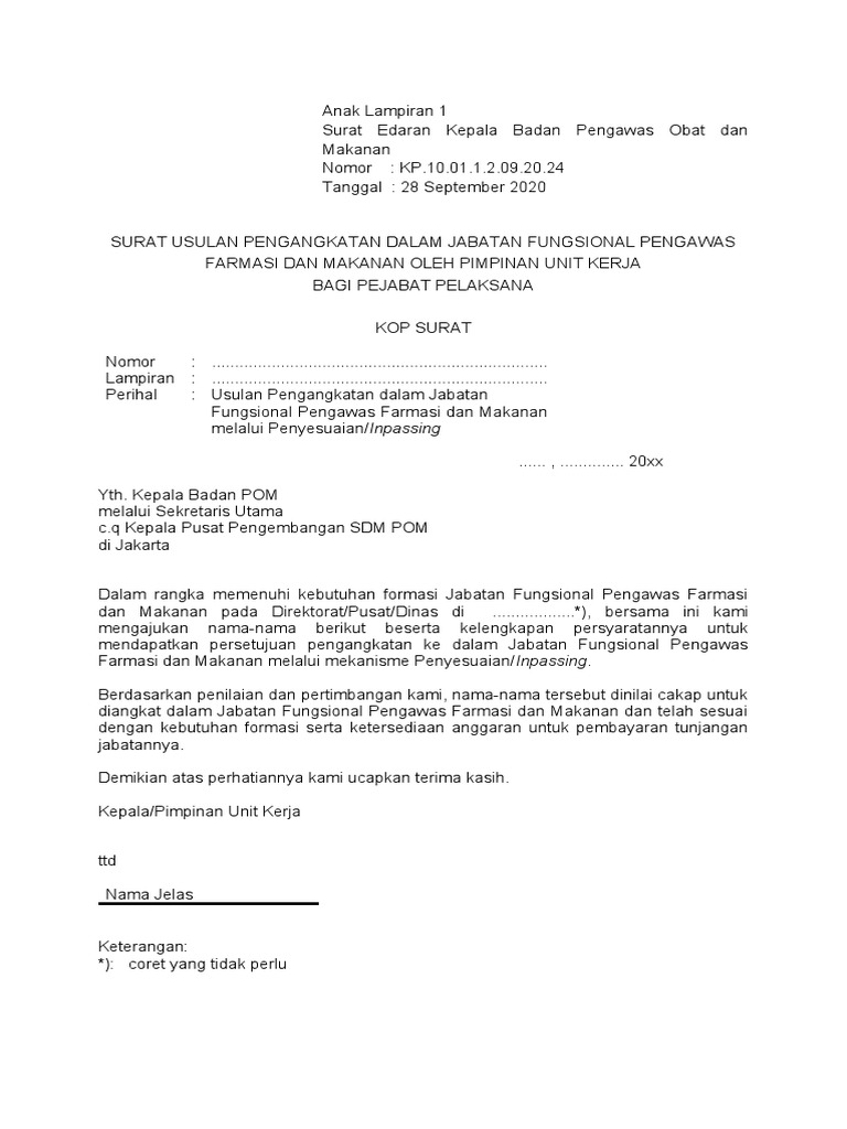 Form - Surat Usulan Pengangkatan JF-PFM | PDF