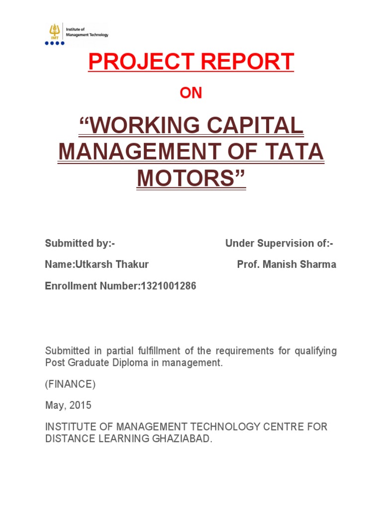 Project Report: "Working Capital Management of Tata Motors" | PDF ...