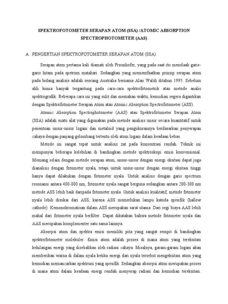 Prinsip dan Penggunaan AAS/SSA | PDF | Metode & Bahan Ajar