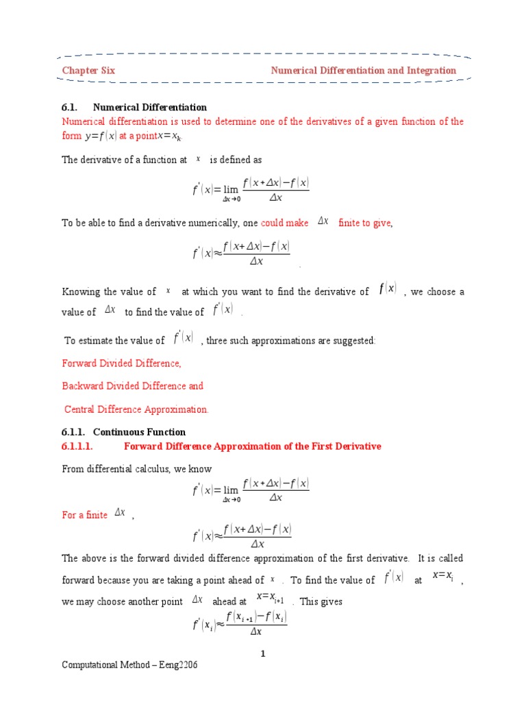 Numerical differentiation and integration methods | PDF | Finite ...