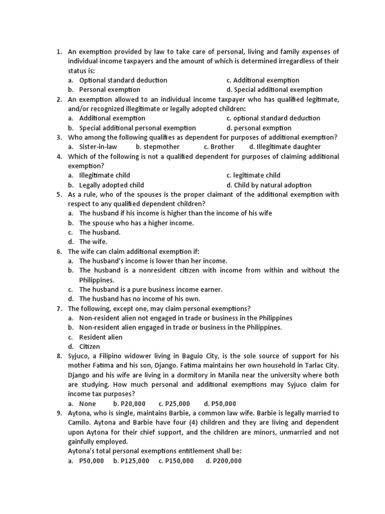 Understanding Philippine Income Tax Exemptions and Personal Deductions ...