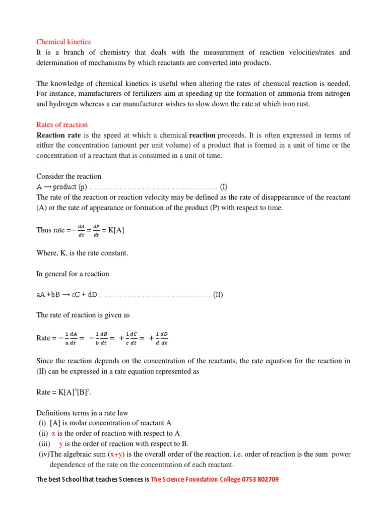 Understanding Chemical Kinetics: Rates of Reactions, Reaction Orders ...