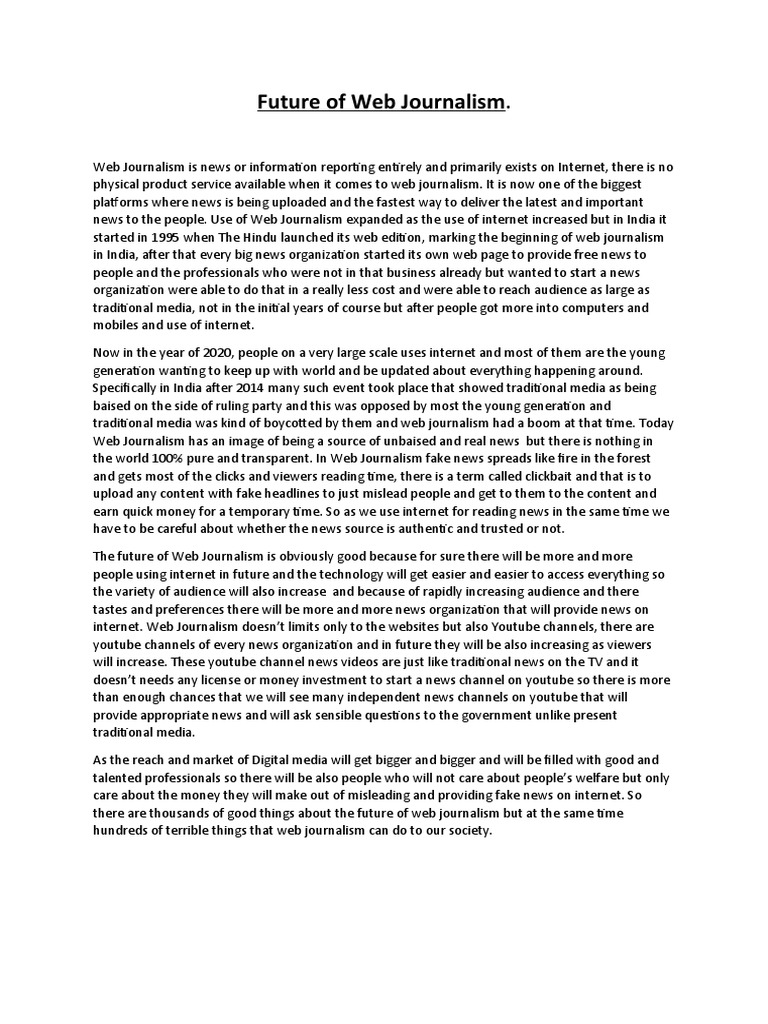 Future Trends in Web Journalism | PDF | Journalism | News