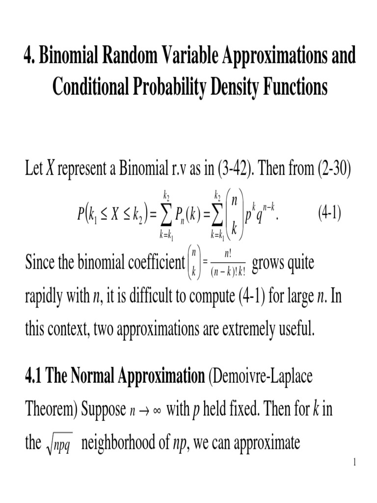Binomial Random Variable Approximations and Conditional Probability Density Functions | PDF ...