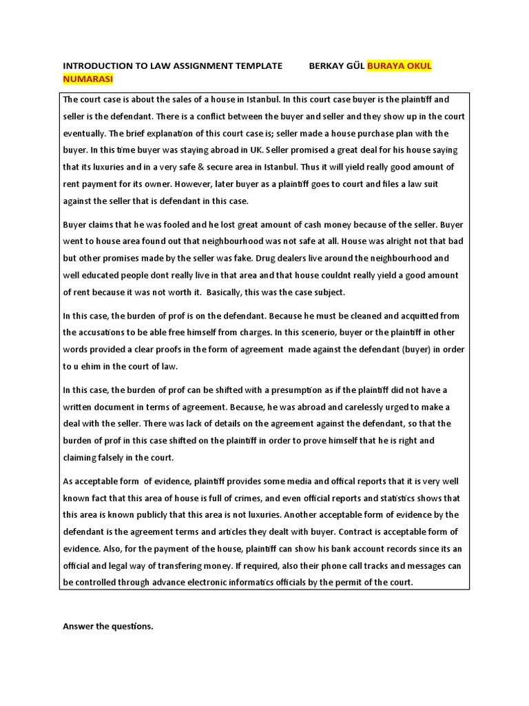 Court Case: Buyer vs. Seller in Istanbul | PDF | Burden Of Proof (Law ...