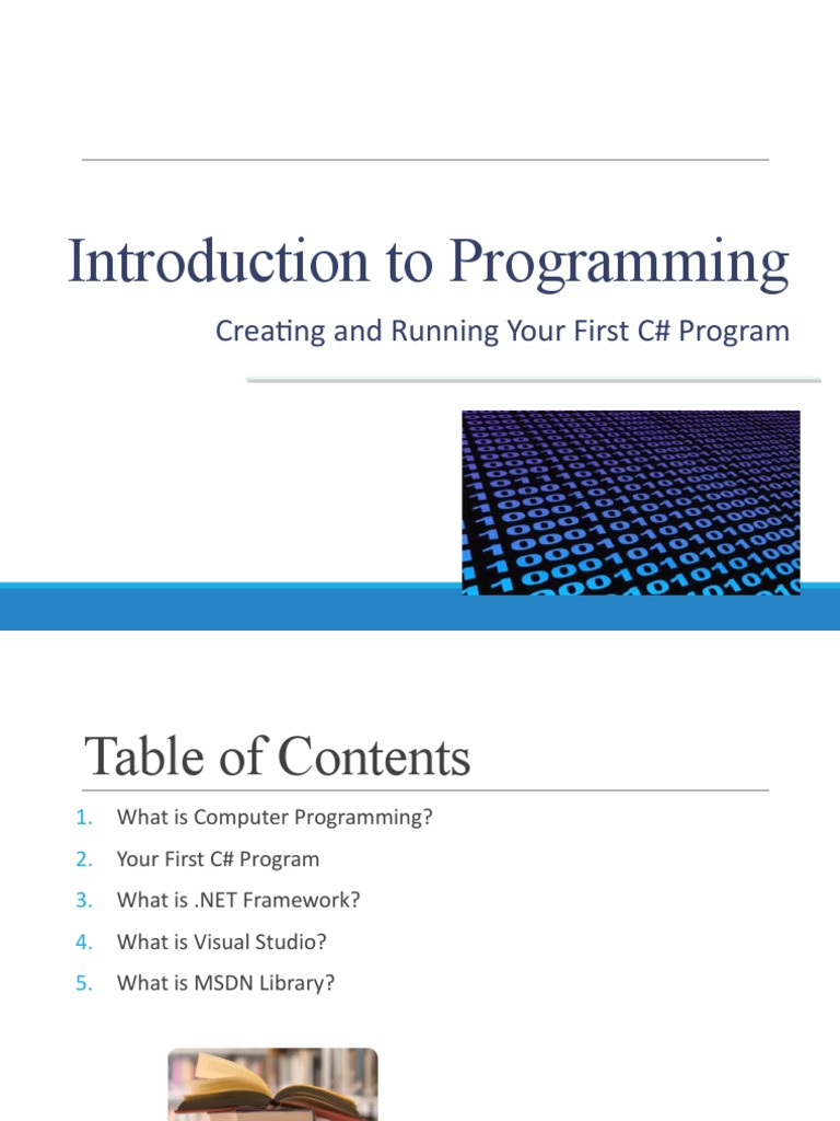 Introduction To Programming: Creating and Running Your First C# Program | PDF | C Sharp ...
