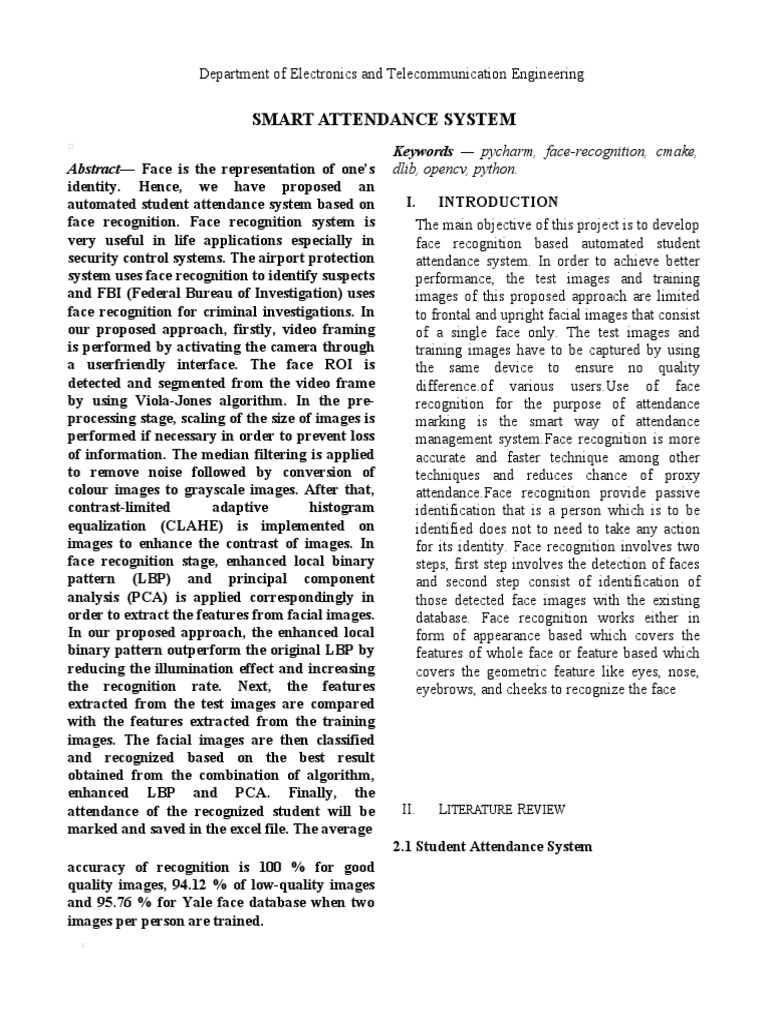 Auromatic Attendance | Download Free PDF | Principal Component Analysis ...
