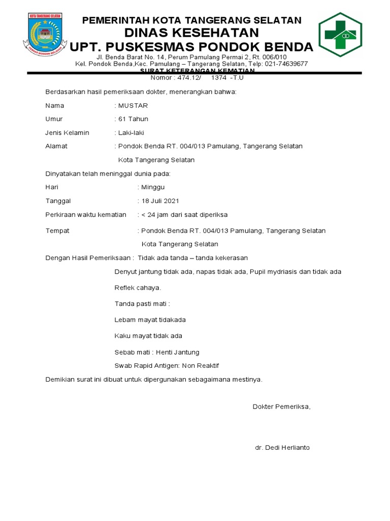 Form Surat Kematian Kosong Edit | PDF