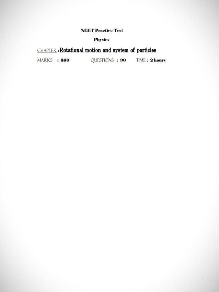 Test Physics Rotational Motion NEET | PDF | Rotation Around A Fixed ...