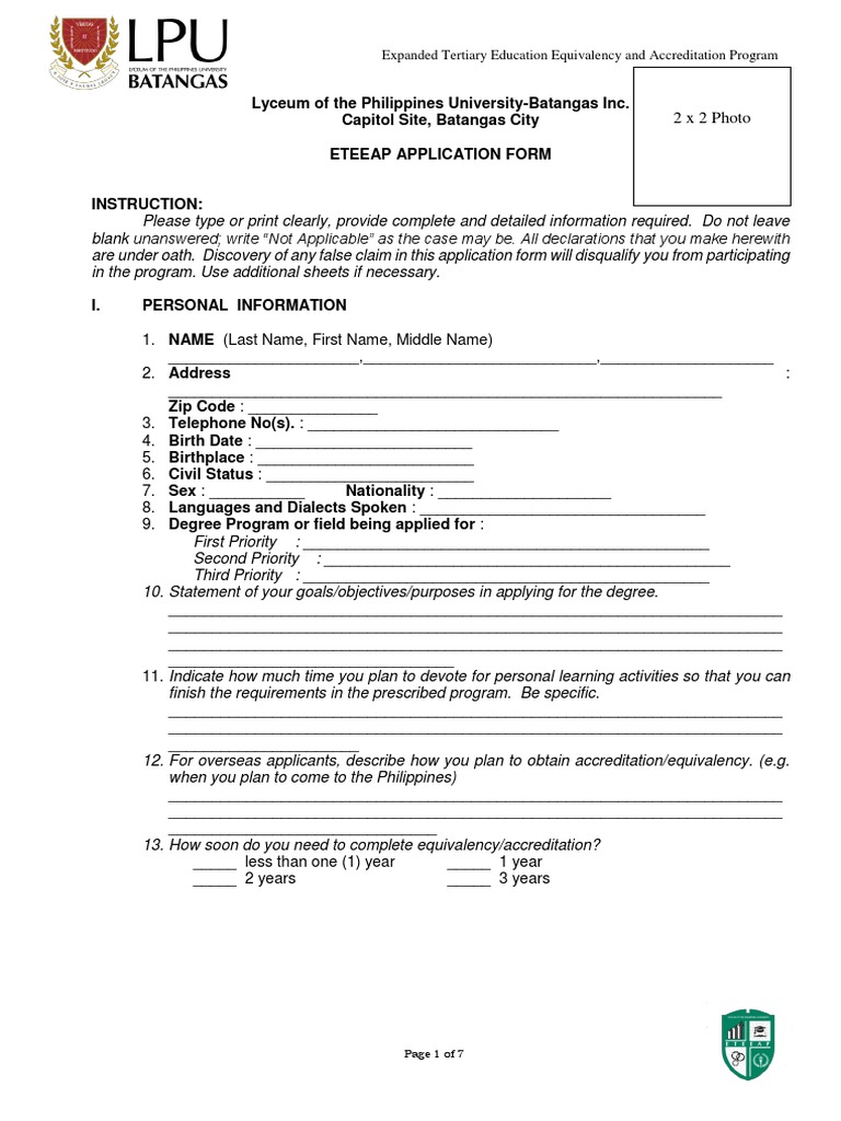 Eteeap Application Form PDF | PDF | Educational Assessment | Academic ...