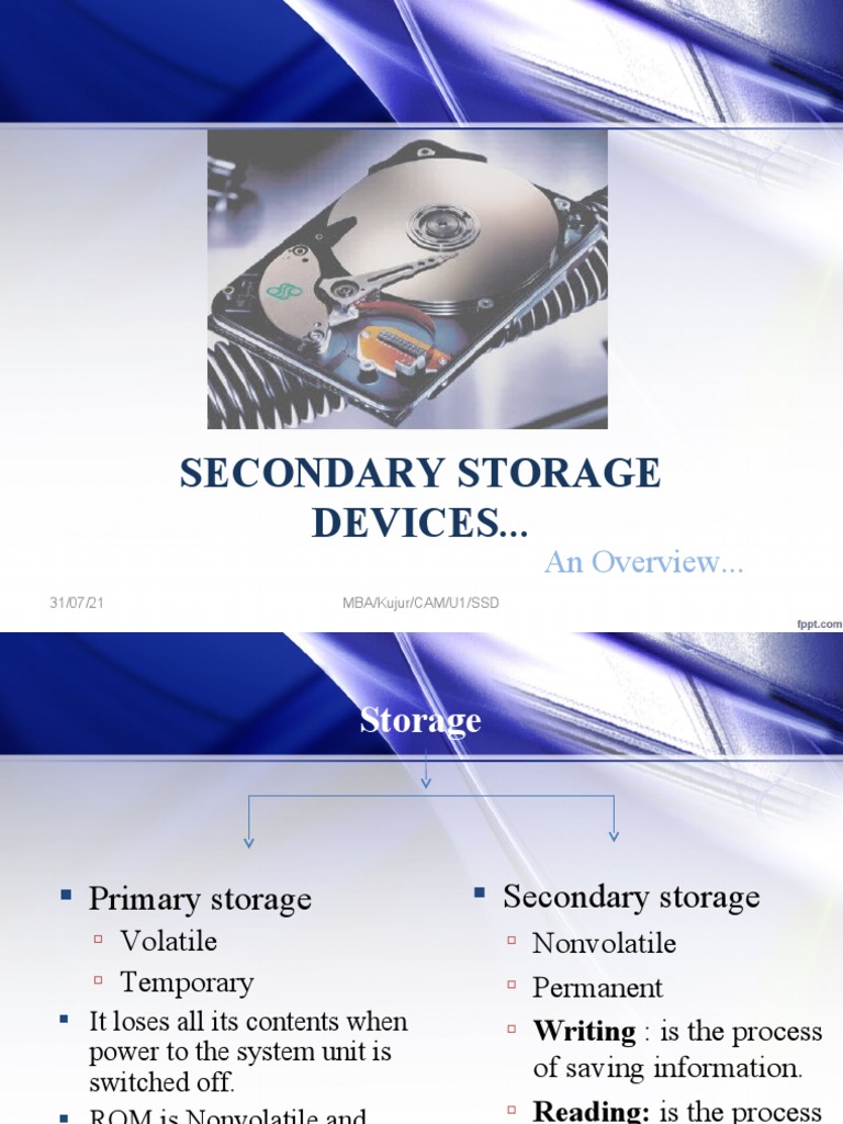 2.1 - Secondary Storage Devices | PDF | Computer Data Storage | Hard Disk Drive