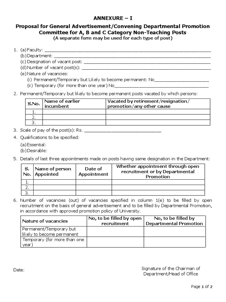 Proposed Departmental Promotion Committee for Various Non-Teaching ...