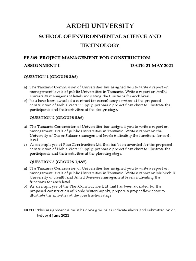 Project Management Assignment Guide | PDF