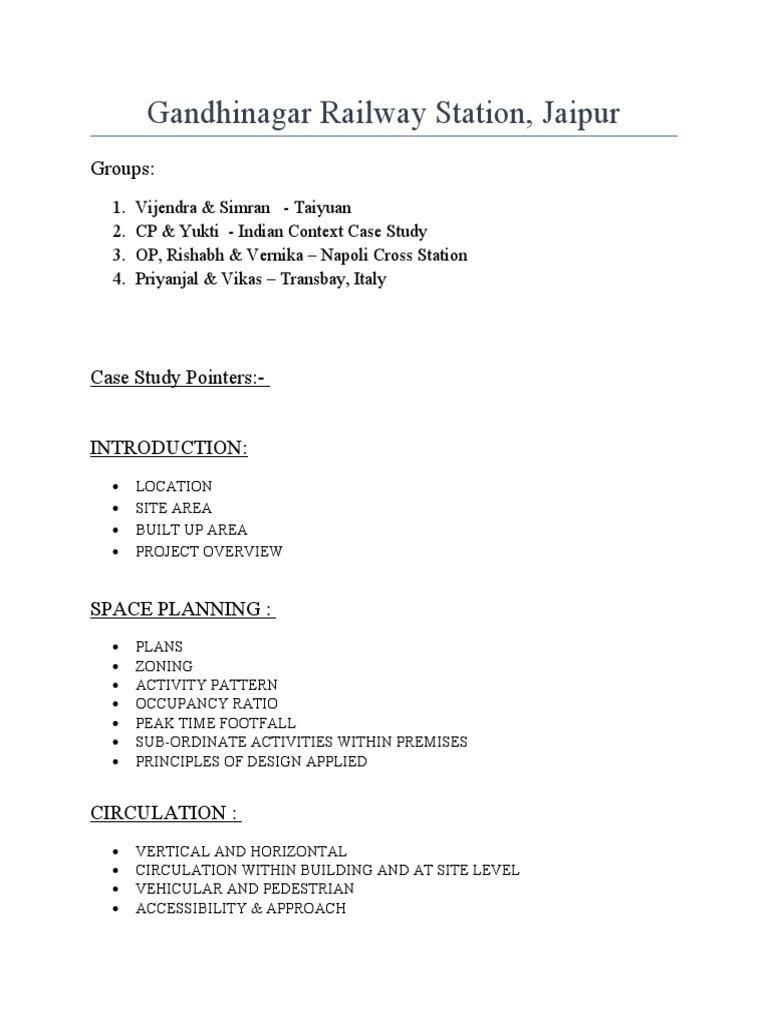Gandhinagar Railway Station Case Study Pointers Pdf