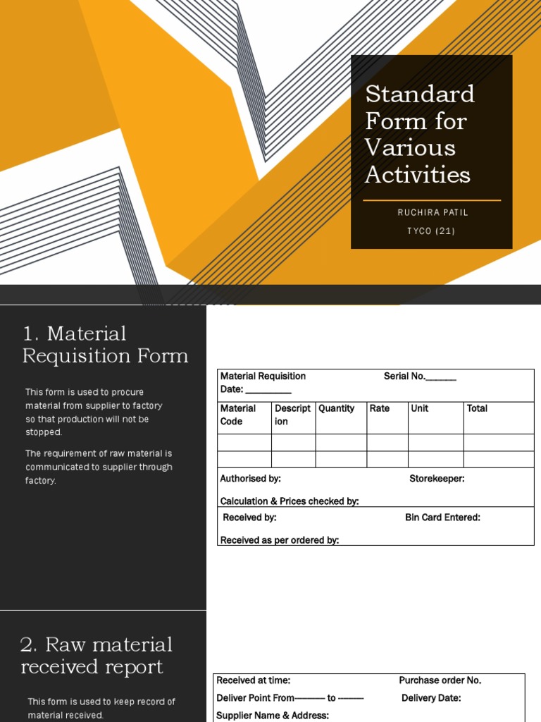Standard Form For Various Activities in Management | PDF | Business ...