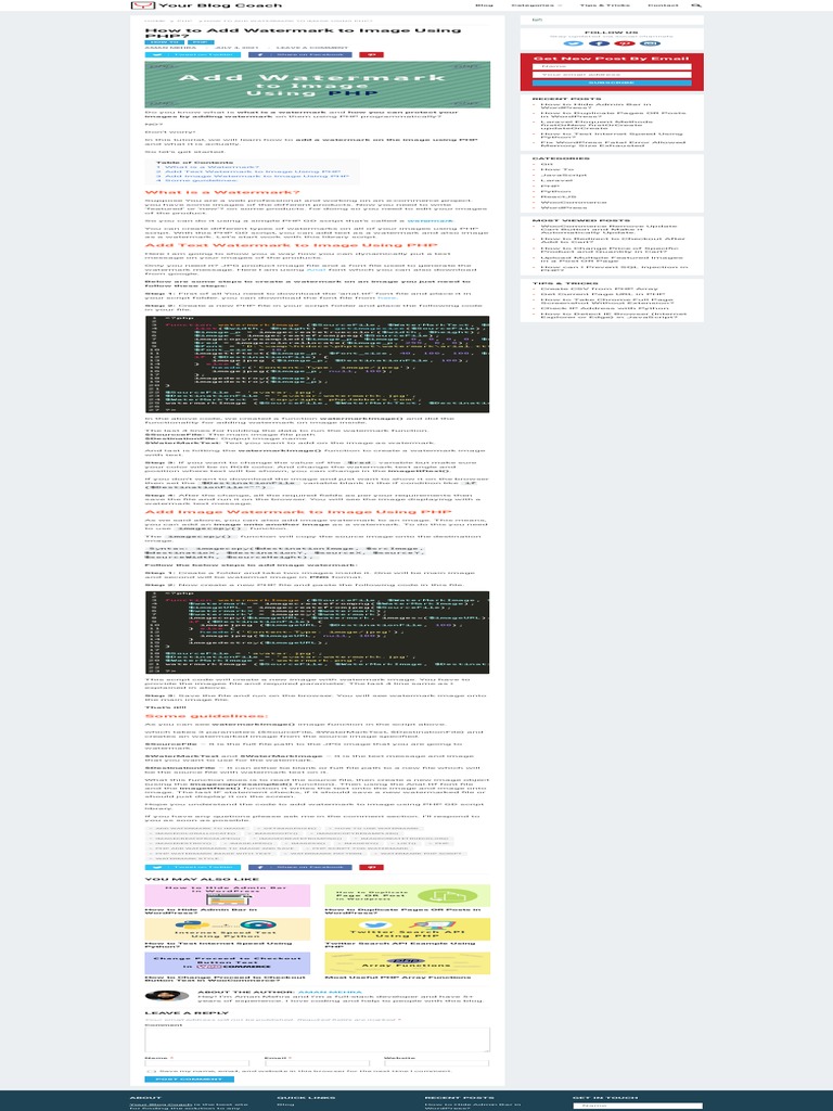 How To Add Watermark To Image Using PHP | PDF | Php | Word Press