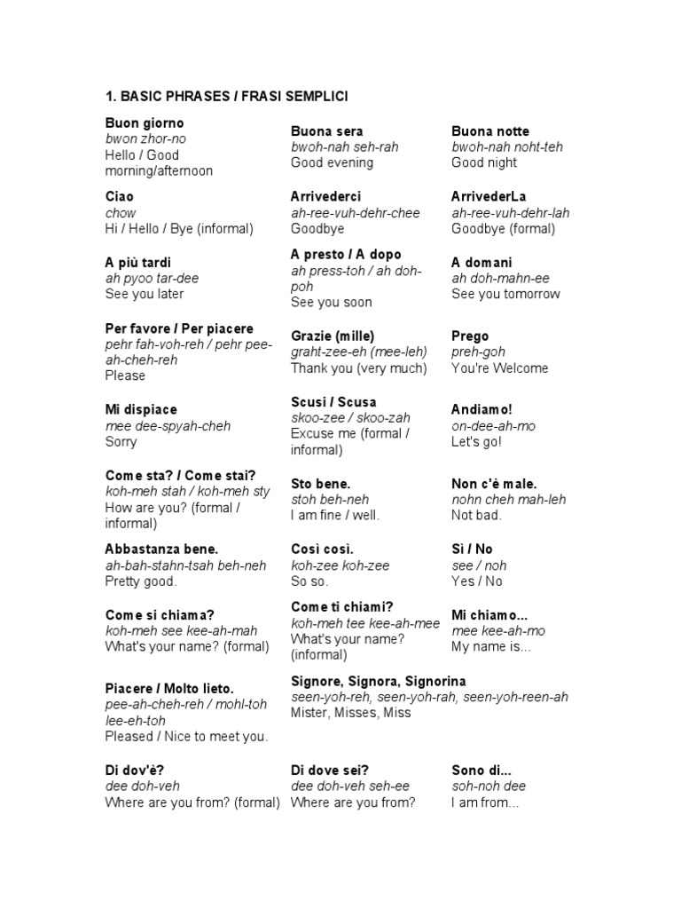 Basic Italian Language Doc | PDF | Grammatical Gender | Grammatical Number