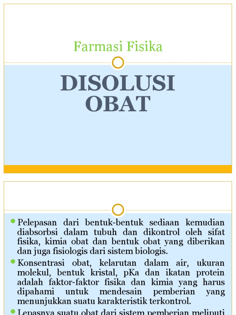 Proses Disolusi dan Laju Reaksi Obat | PDF