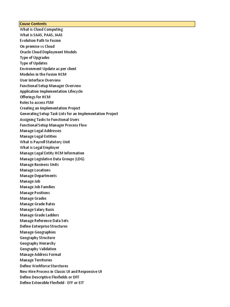 Oracle Fuison HCM Syllabus | PDF | Business Process Management | Cloud ...