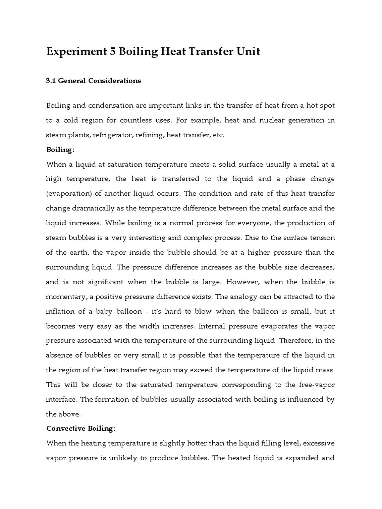 Experiment 5 Boiling Heat Transfer Unit: 3.1 General Considerations ...