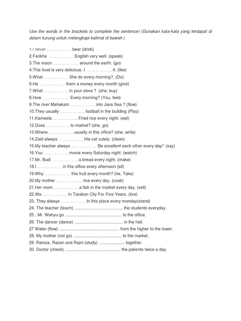 Latihan Soal Simple Present Tense | PDF