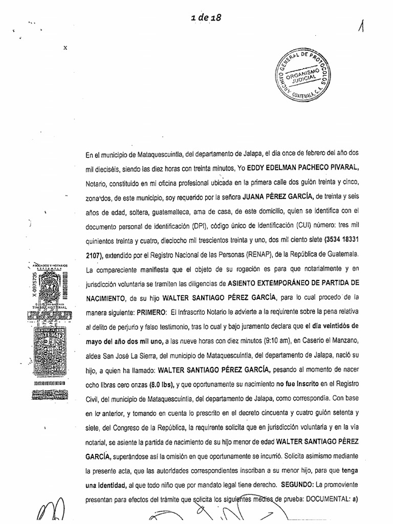 4 - Asiento Extemporaneo de Partida de Nacimiento | PDF
