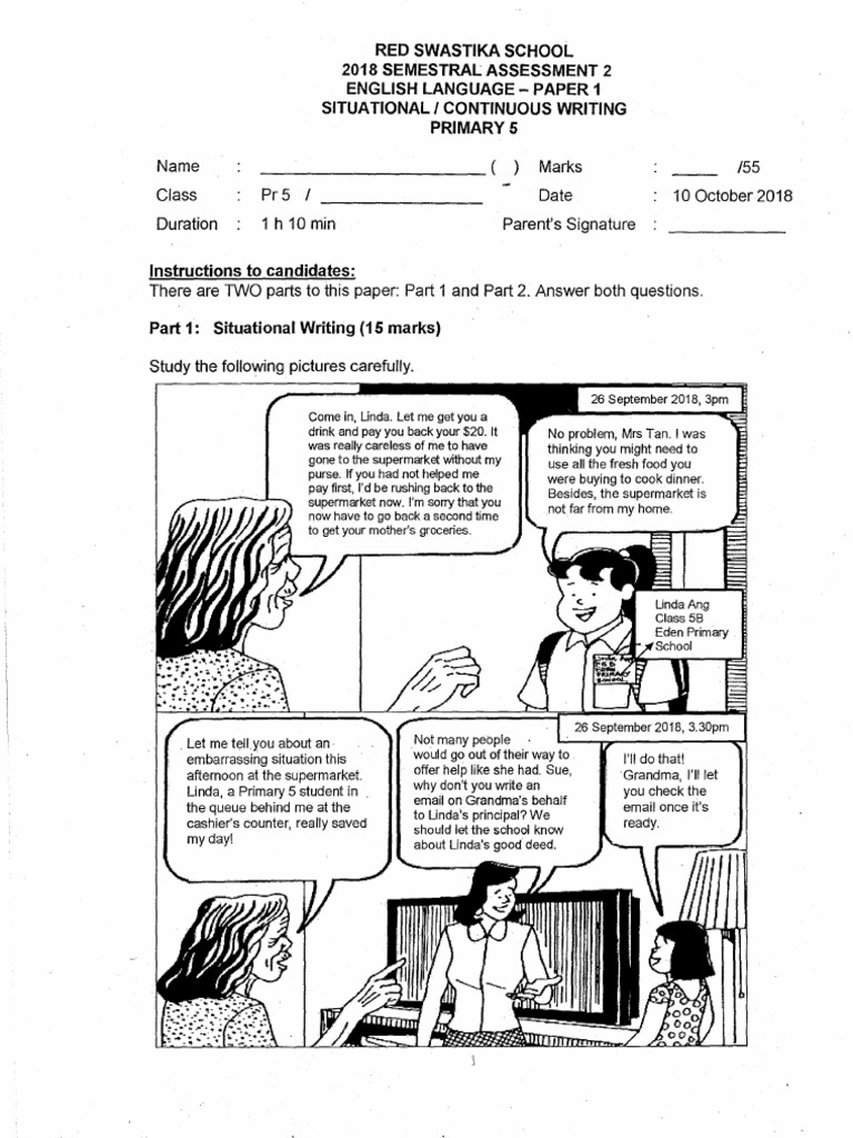 P5 English SA2 2018 Red Swastika Exam Papers | PDF