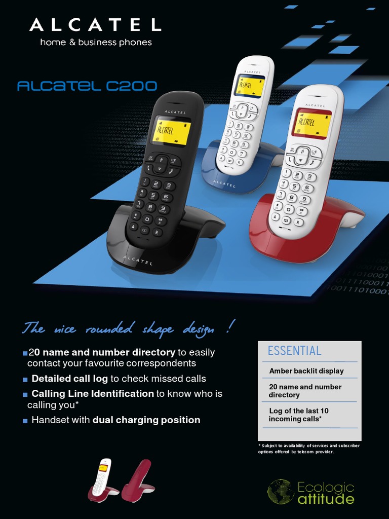 Alcatel Phones C200 Spec Sheet EN - 0 | PDF | Telephony | Electronics