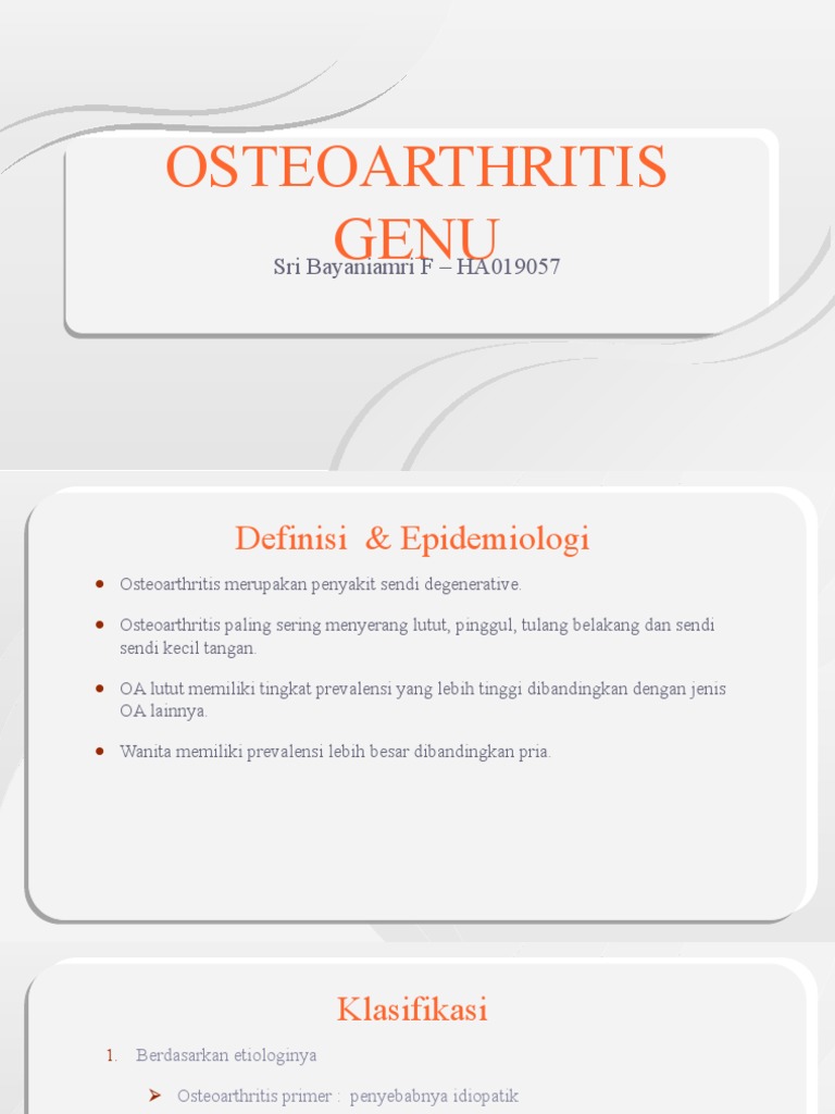 Osteoarthritis Genu: Definisi, Klasifikasi, dan Tatalaksana | PDF