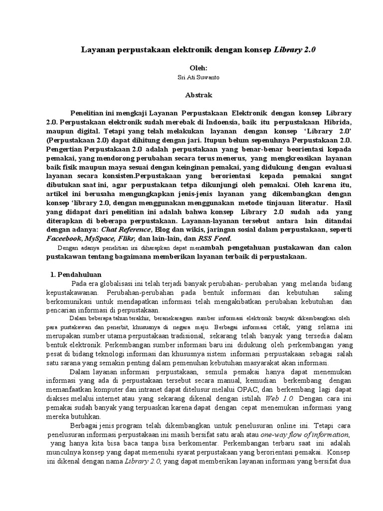 Suwanto S - Layanan - Perpustakaan - Dengan - Konsep - Library - 2 - 0 - + - Abstrk | PDF