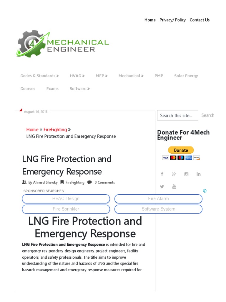 LNG Fire Protection and Emergency Response - 4MechEngineer LNG Fire ...