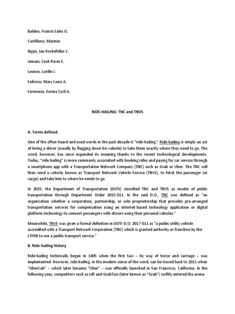 TNC and TNVS | PDF | Transport | Business