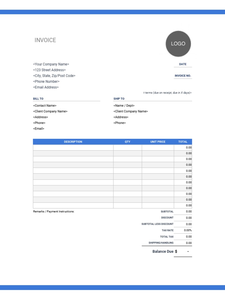 Invoice Template Big Margin | PDF