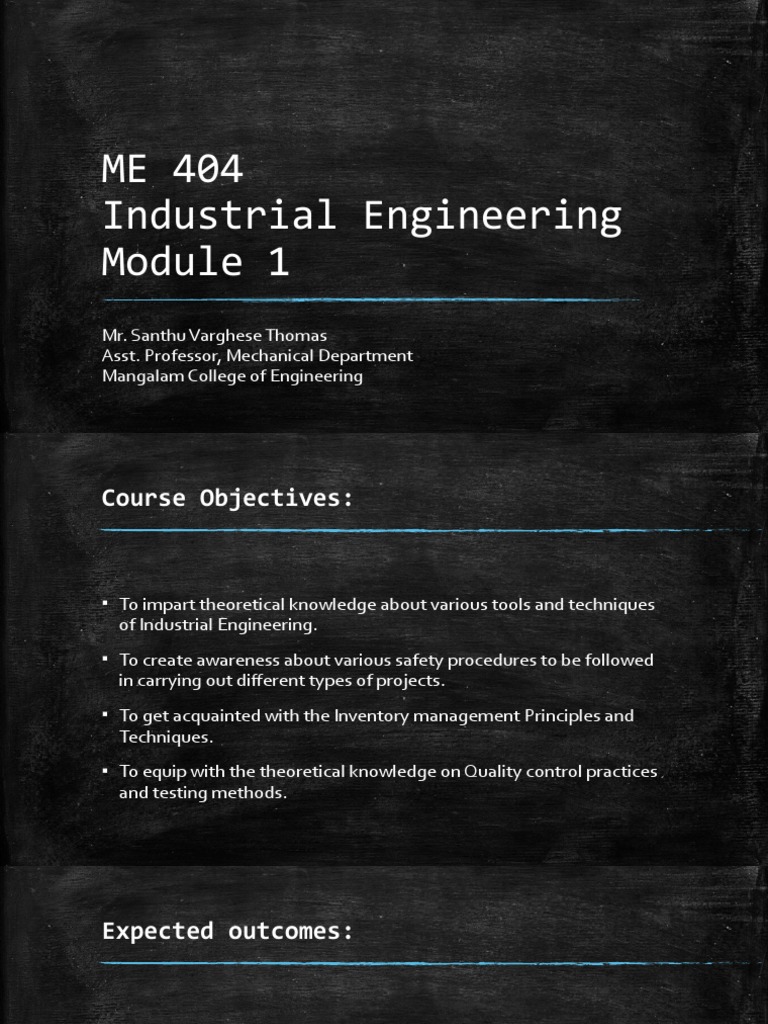 Industrial Engineering Module Overview | PDF | Human Factors And ...