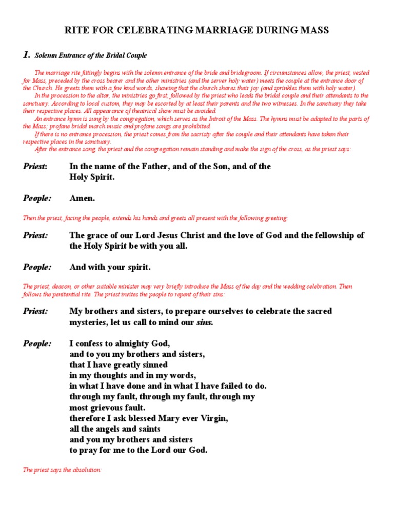 Catholic Wedding Mass Liturgy Guide | PDF | Mass (Liturgy) | Eucharist