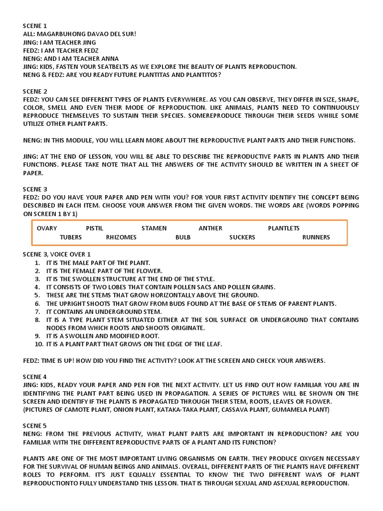 Science 5 Module 4 Script | PDF | Flowers | Petal