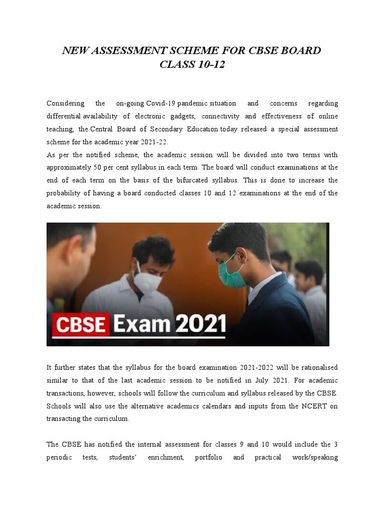 New Assessment Scheme For Cbse Board Class 10 | PDF | Multiple Choice ...