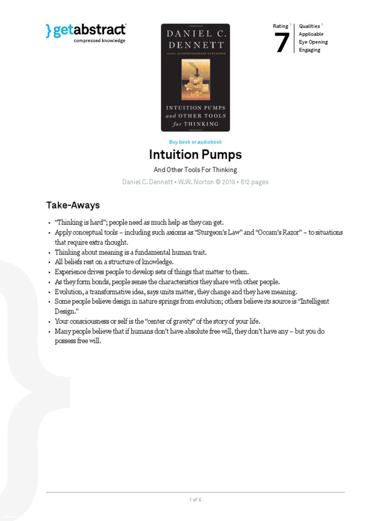 Intuition Pumps Dennett en 20001 | PDF | Consciousness | Free Will