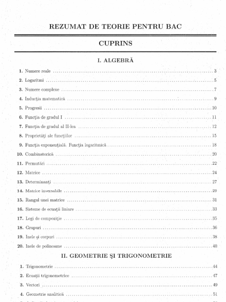 Rezumat Teorie Bac Mate | PDF